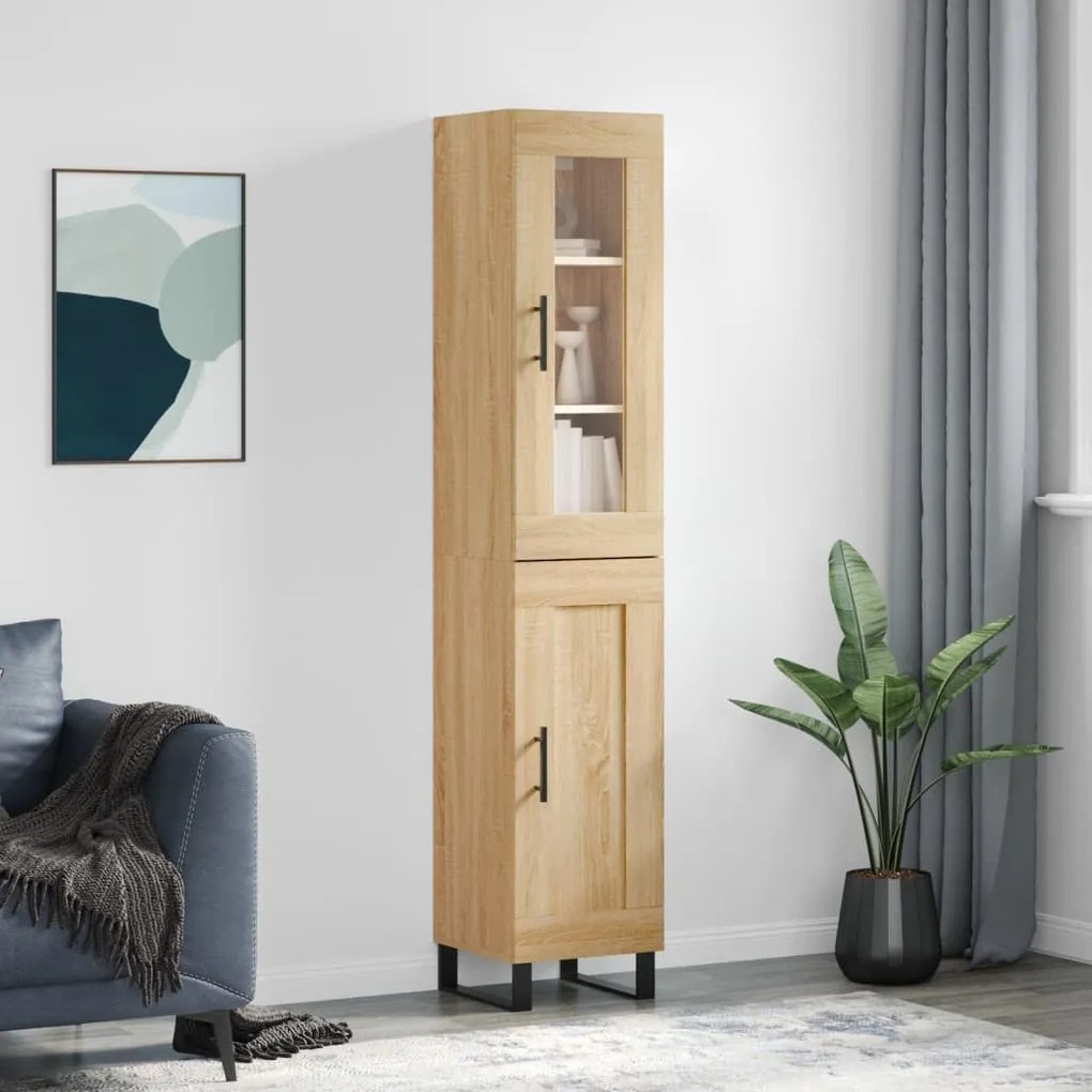 vidaXL Skříň highboard 34,5 x 34 x 180 cm kompozitní dřevo [3199515] Barva: Černá