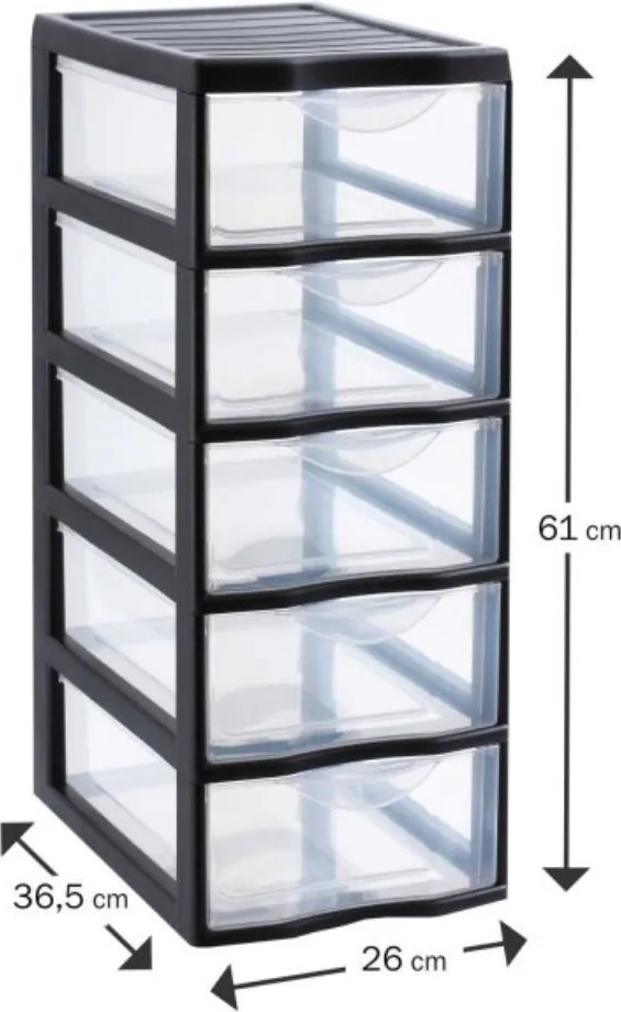 SUNDIS Úložný box s 5 vyššími zásuvkami, antracit, OFFICEMIX A4