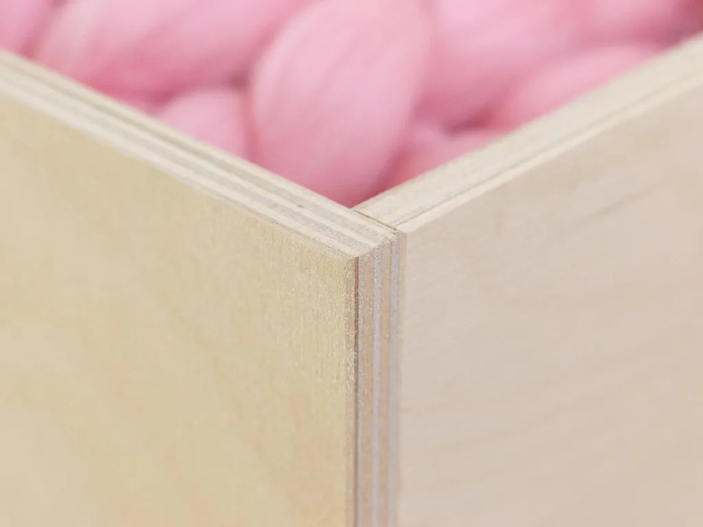 Benlemi Úložný dřevěný box BOKS do regálu s úchytkou z lana Zvolte barvu: Růžová, pololakovaná