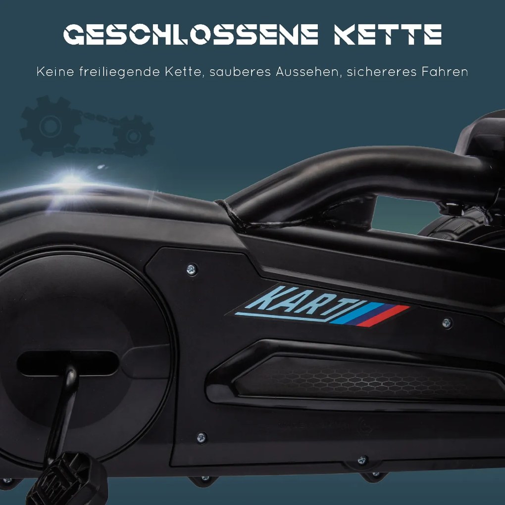 HOMCOM Dětský Go-Kart s Pedály a Ruční Brzdou, Nastavitelným Sedadlem, Přeřazovacím Mechanismem, Dětské Vozidlo s EVA Koly pro Děti ve Věku 3-8 Let