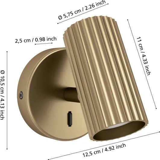 Eglo 902033 - Nástěnné bodové svítidlo PORTILLO 1xGU10/5W/230V zlatá