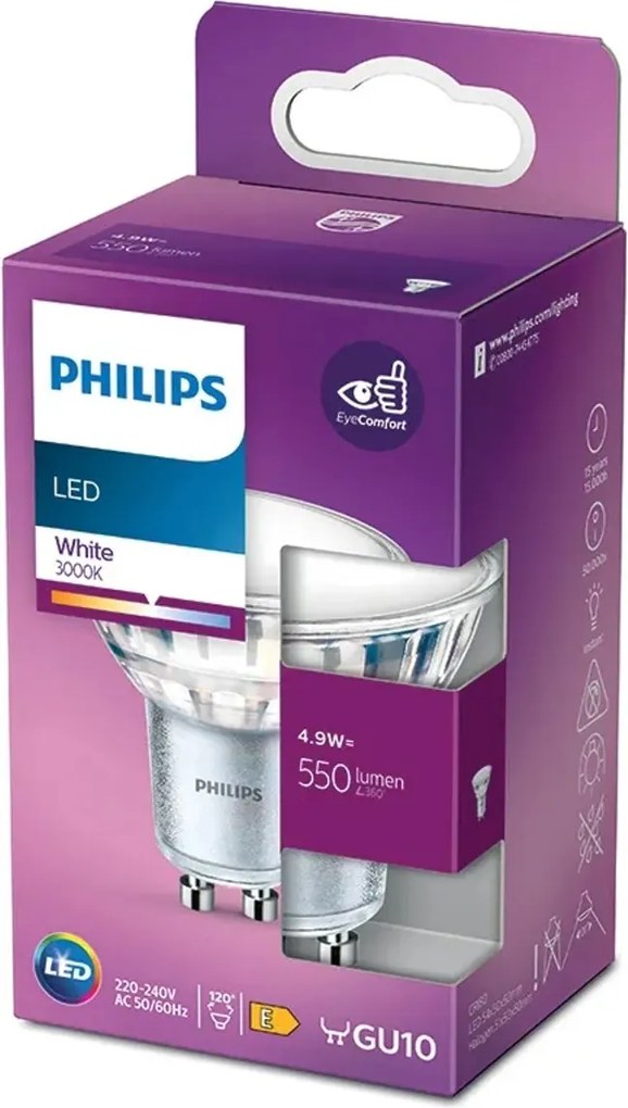 Philips Classic LED žárovka GU10, 4,9 W, 550 lm, 3000 K