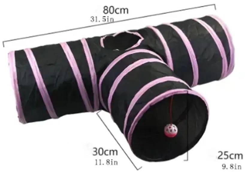 Hrací tunel pro kočky se zavěšenou hračkou Varianta: růžovo-černá