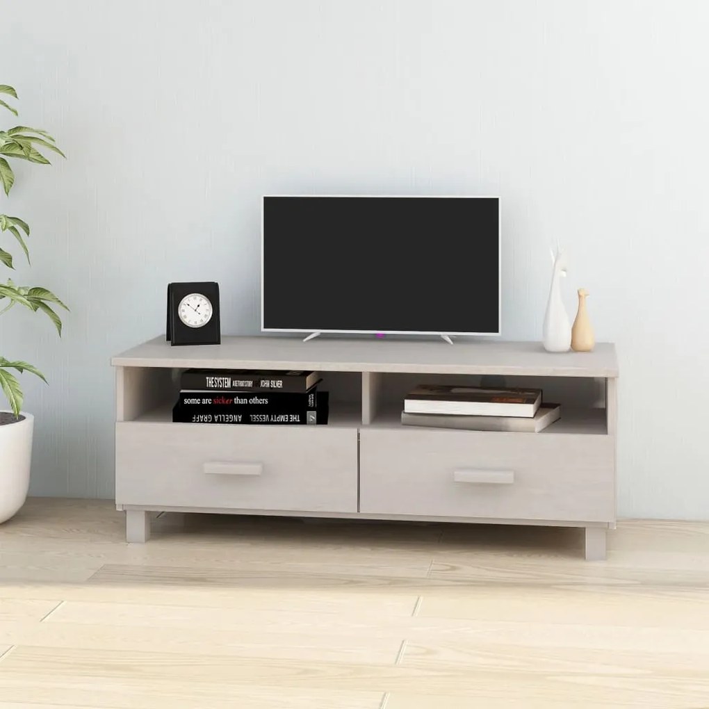TV stolek HAMAR bílý 106 x 40 x 40 cm masivní borovice 340469