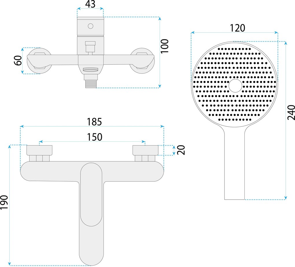 Rea Drop, vanová baterie s ruční sprchovou soupravou, 150 mm, měděná matná, REA-B6397