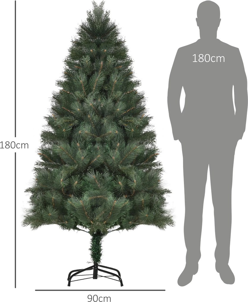 HOMCOM Umělý vánoční stromek 180cm, 375 špiček