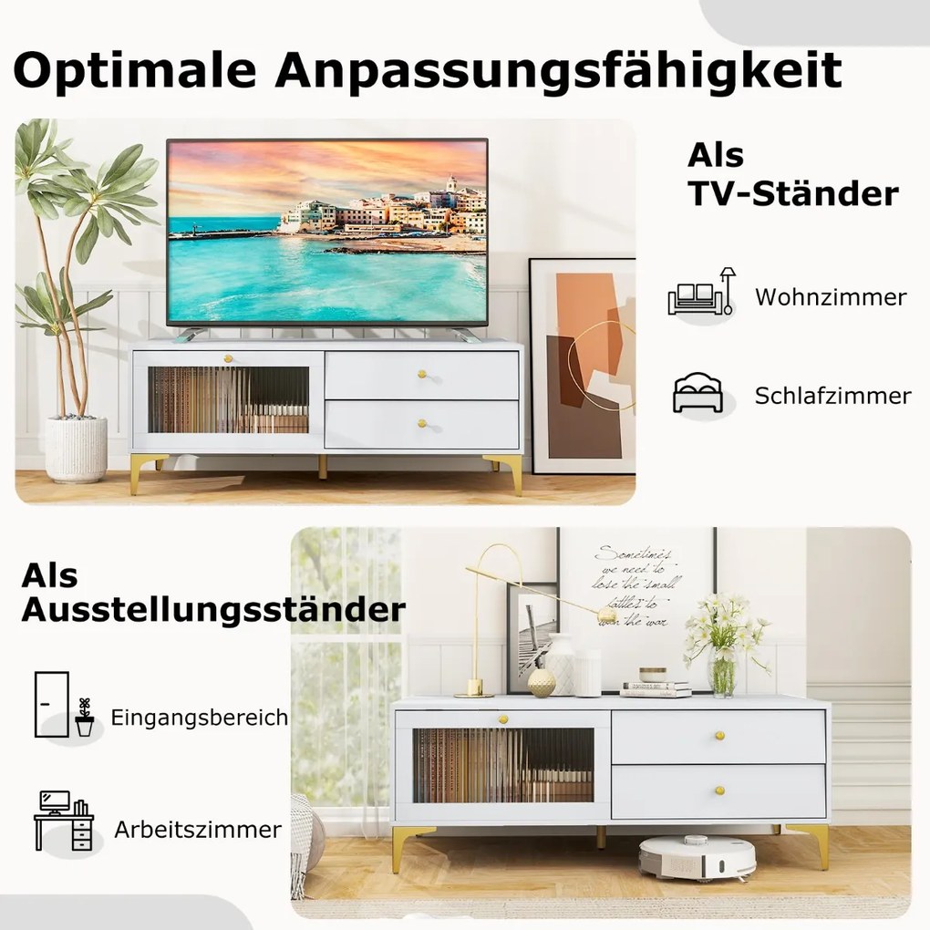Costway TV stolek pro 55 palcový TV se zásuvkami konzolová skříňka TV konzole