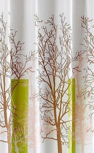 Aqualine Aqualine, Sprchový závěs 180x180cm, polyester, bílá/zelená, strom, ZP009/180