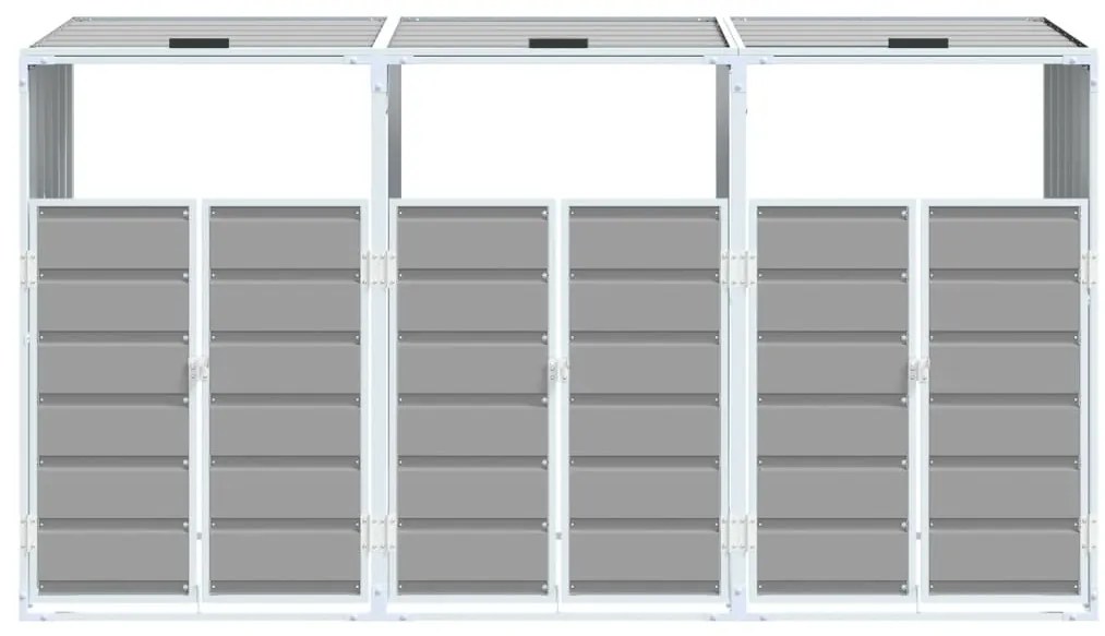vidaXL Box na 3 popelnice šedý 216 x 81 x 115 cm ocel