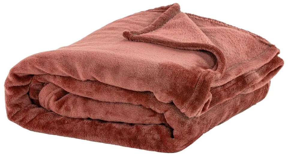 Deka z mikroplyše v cihlové barvě 150x200 cm Cosy – Tiseco Home Studio