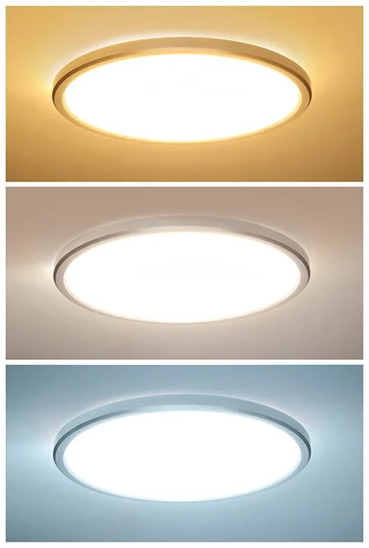Solight LED osvětlení Acate s ochranou proti vlhkosti, IP54, 24W, 2160lm, 3CCT, 30cm, stříbrná