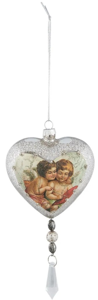 Vánoční závěsné srdíčko s andílky - 9*5*18 cm