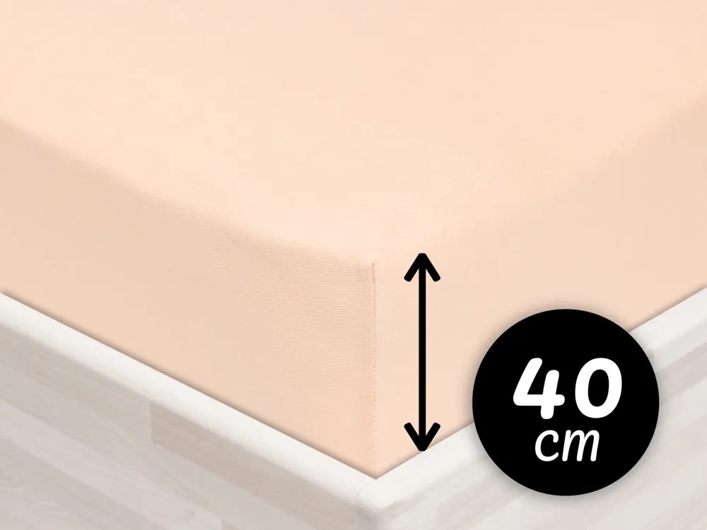 Jersey napínací prostěradlo na extra vysokou matraci JR-021 Pudrové 180 x 220 - výška 40 cm