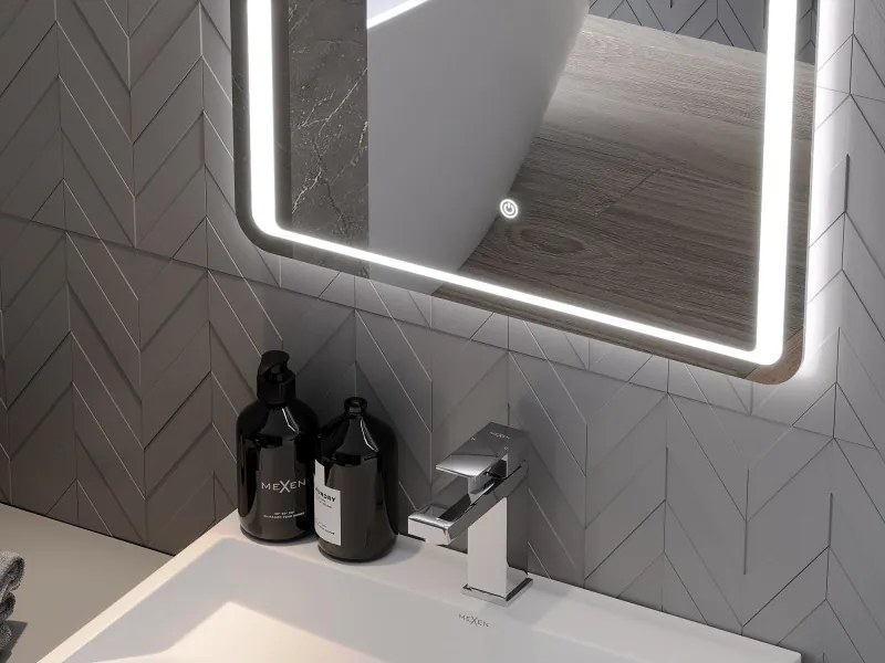 Mexen Zusa, LED koupelnové zrcadlo s podsvícením 80x60 cm, 6000K, ochrana proti zamlžování, 9808-080-060-611-00