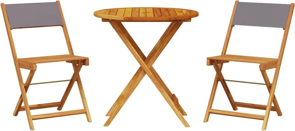 3dílný bistro set antracitový textil a masivní dřevo 3281845