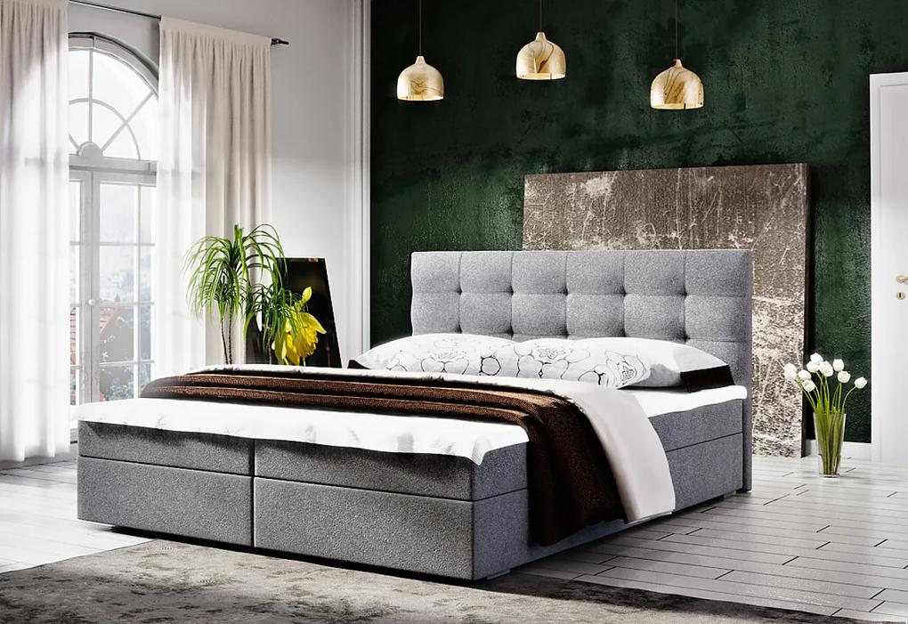 Čalouněná postel FADO 2 + rošt + matrace + topper, 180x200, Cosmic 10