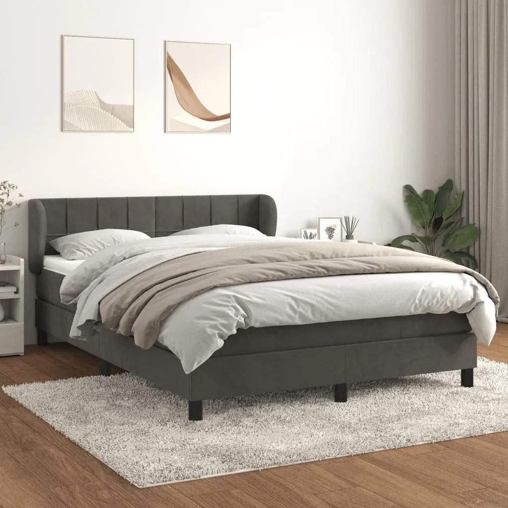 Box spring postel s matrací tmavě šedý 140 x 190 cm samet,  3127488