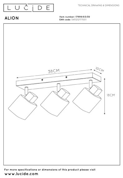 Lucide 17999/03/30 - Bodové svítidlo ALION 3xE14/25W/230V