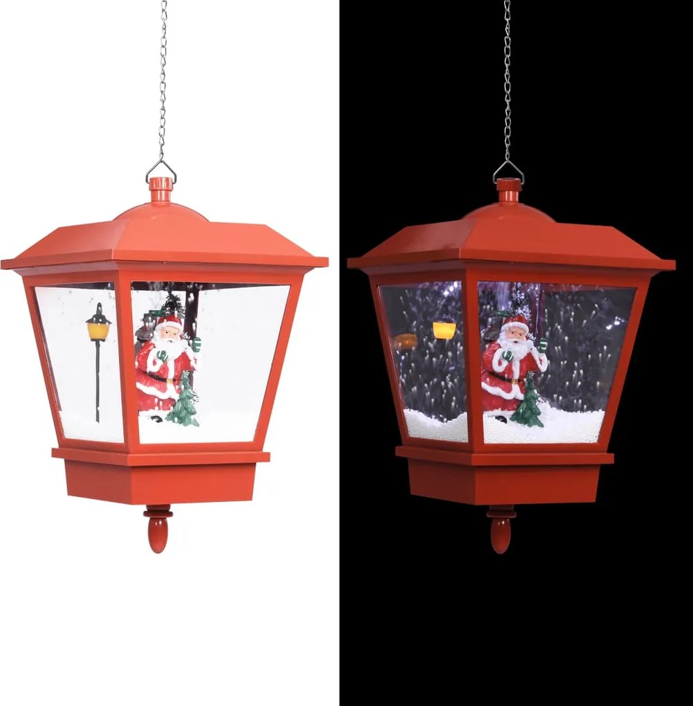 Vánoční závěsná lampa LED světlo a Santa červená 27x27x45 cm 289928