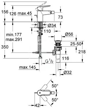 Grohe - Bidetová baterie s výpustí, chrom