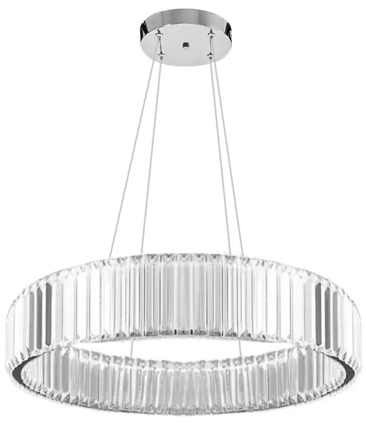 Toolight, LED křišťálová závěsná lampa APP982-CP, stříbrná, OSW-03641