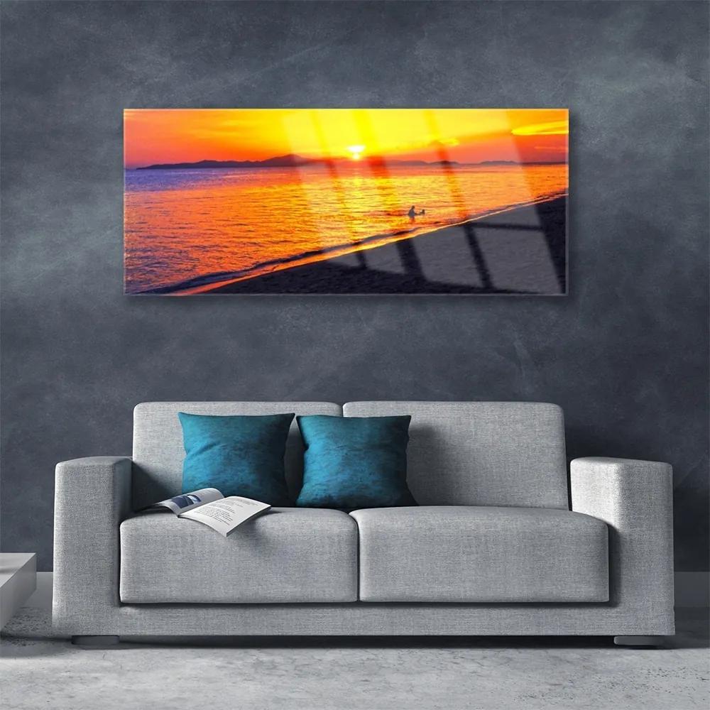 akrylový obraz Moře Slunce Pláž Krajina 125x50 cm