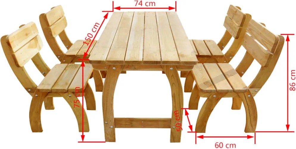 vidaXL Marketos 5dílný zahradní jídelní set impregnované borové dřevo