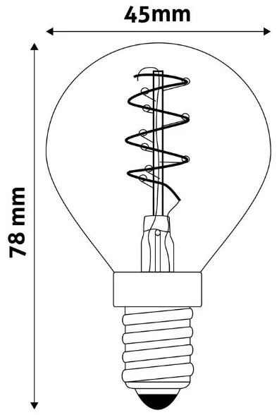 Prémiová designová retro LED žárovka E14 3W 180lm EXTRA TEPLÁ G45 filament ekv. 19W 3 roky