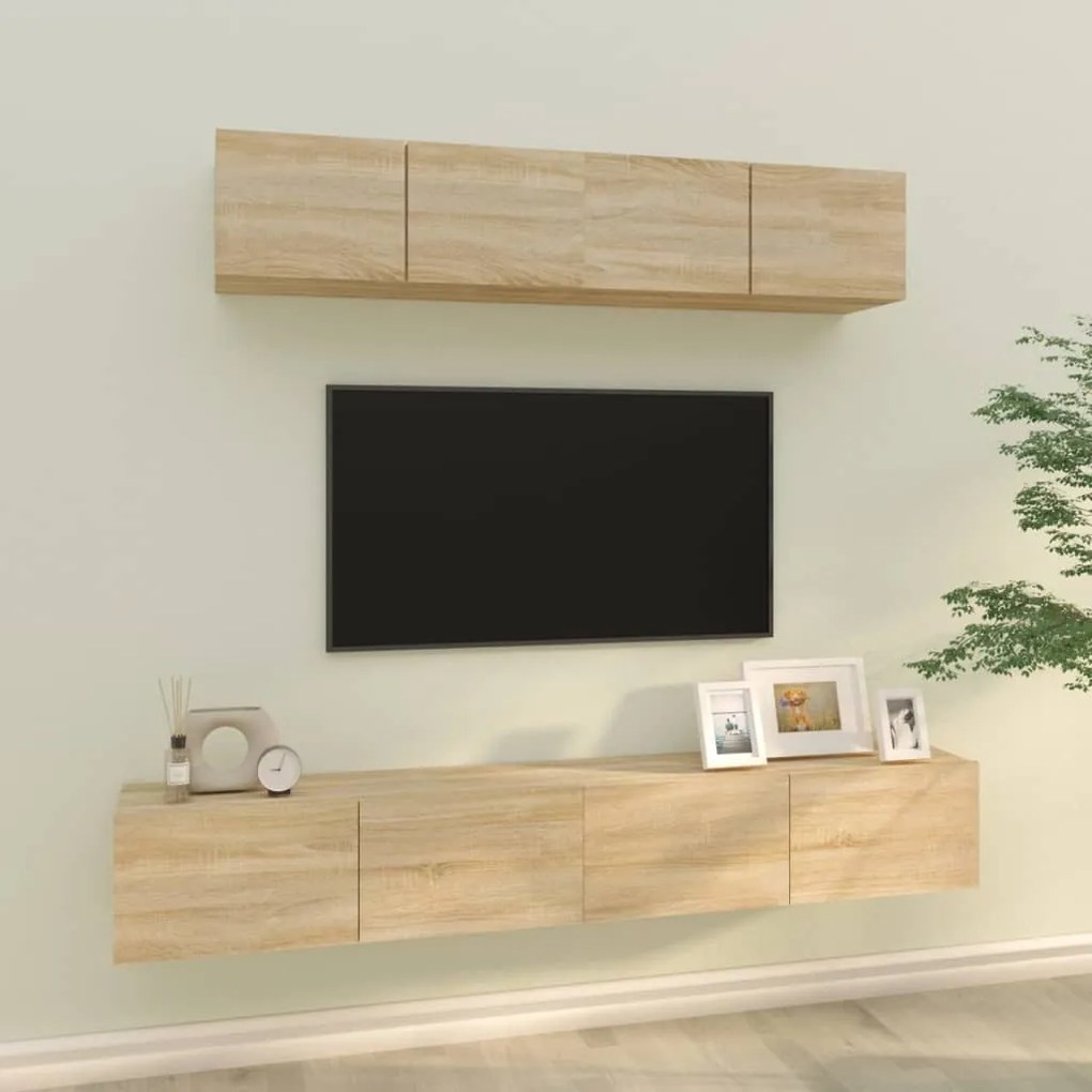 4dílný set TV skříněk dub sonoma kompozitní dřevo 3114528