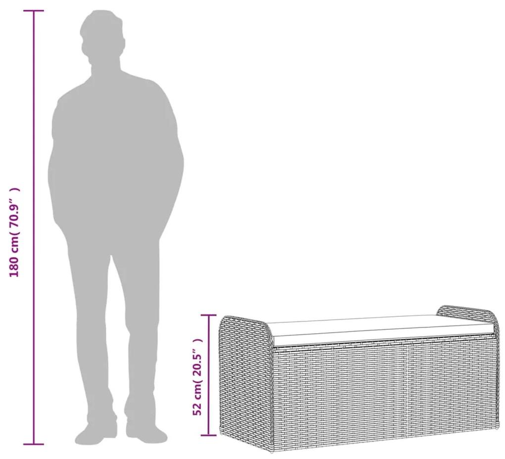 Úložná lavice s poduškou šedá 115 x 51 x 52 cm polyratan