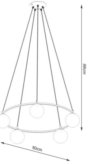 Sollux SL.1214 - Lustr na lanku YOLI 5xG9/8W/230V černá