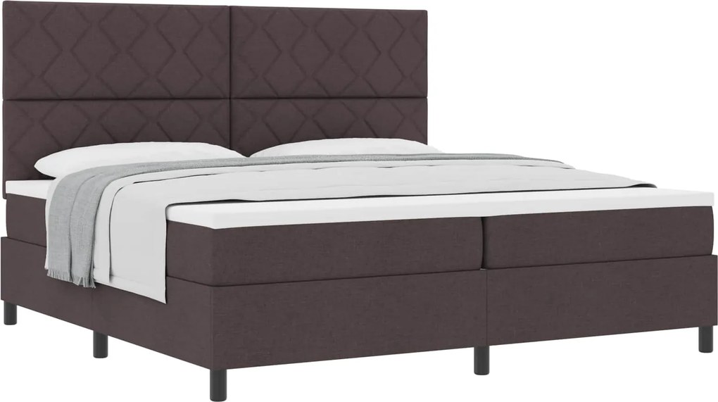 Postel s boxspringem s čelo Tmavě hnědá 200 x 200 cm textil 3339493