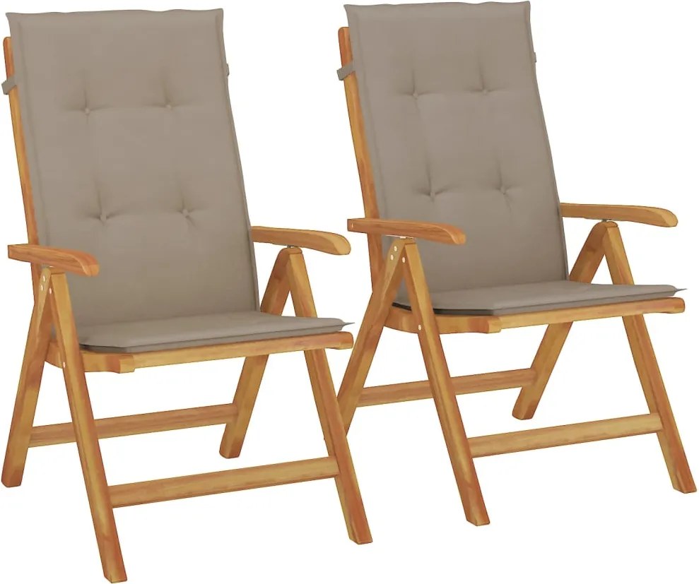 Skládací polohovací křesla s polštáři 2 ks, masivní teak 3196441