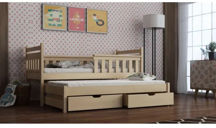 Dětská postel se šuplíky 90x200 MATYLDA - borovice