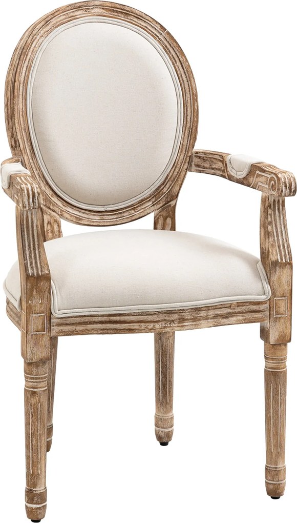 HOMCOM Stolová Židle Retro Design s Opěrkami a Silným Čalouněním pro Obývací Pokoj - Čalouněná Židle v Lněném Vzhledu, 56 x 56 x 96 cm | Aosom
