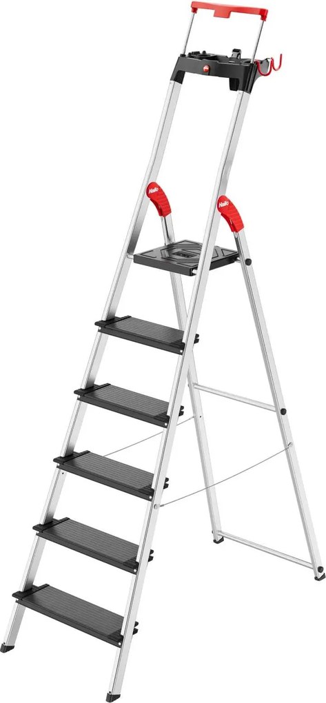Hliníkové schůdky Hailo L100 Topline, 5+1 příčka, nosnost 150 kg, 8050-607