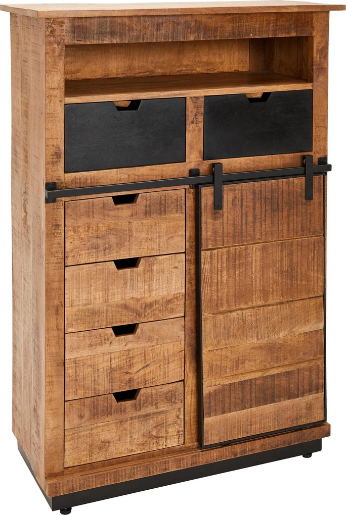 XXXLutz VYSOKÁ KOMODA, mangové dřevo, hnědá, černá, 90/130/40 cm Livetastic - Vysoké komody - 000377014001