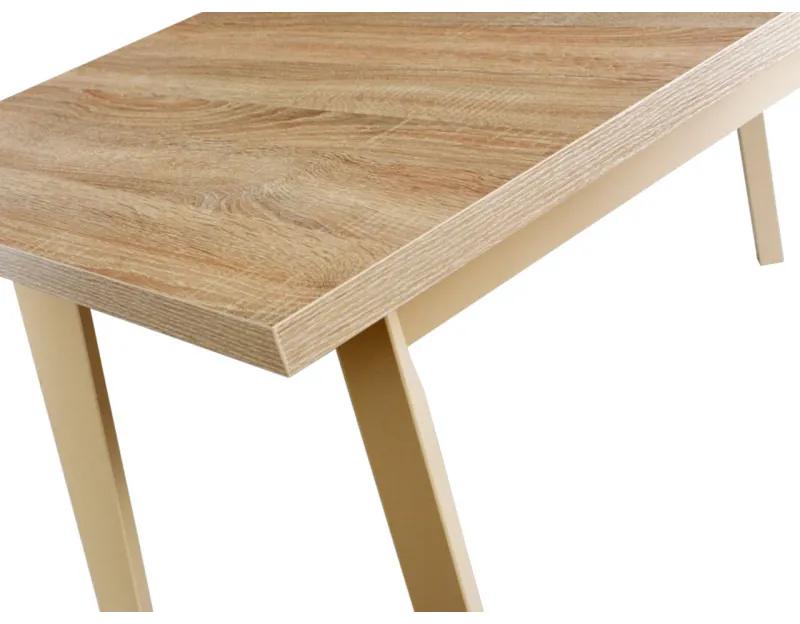 Stůl se 6 židlemi - AL43, Barva dřeva: dub artisan - L, Potah: Hygge D20, Barvy nožiček: Bíla
