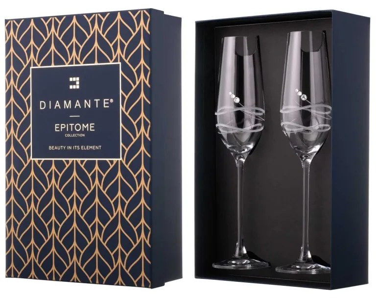 Diamante sklenice na šampaňské Venezia Epitome s krystaly Swarovski 230 ml 2KS