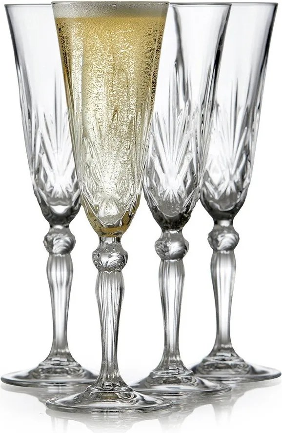 Křišťálové skleničky v sadě 4 ks na sekt 160 ml Melodia – Lyngby Glas
