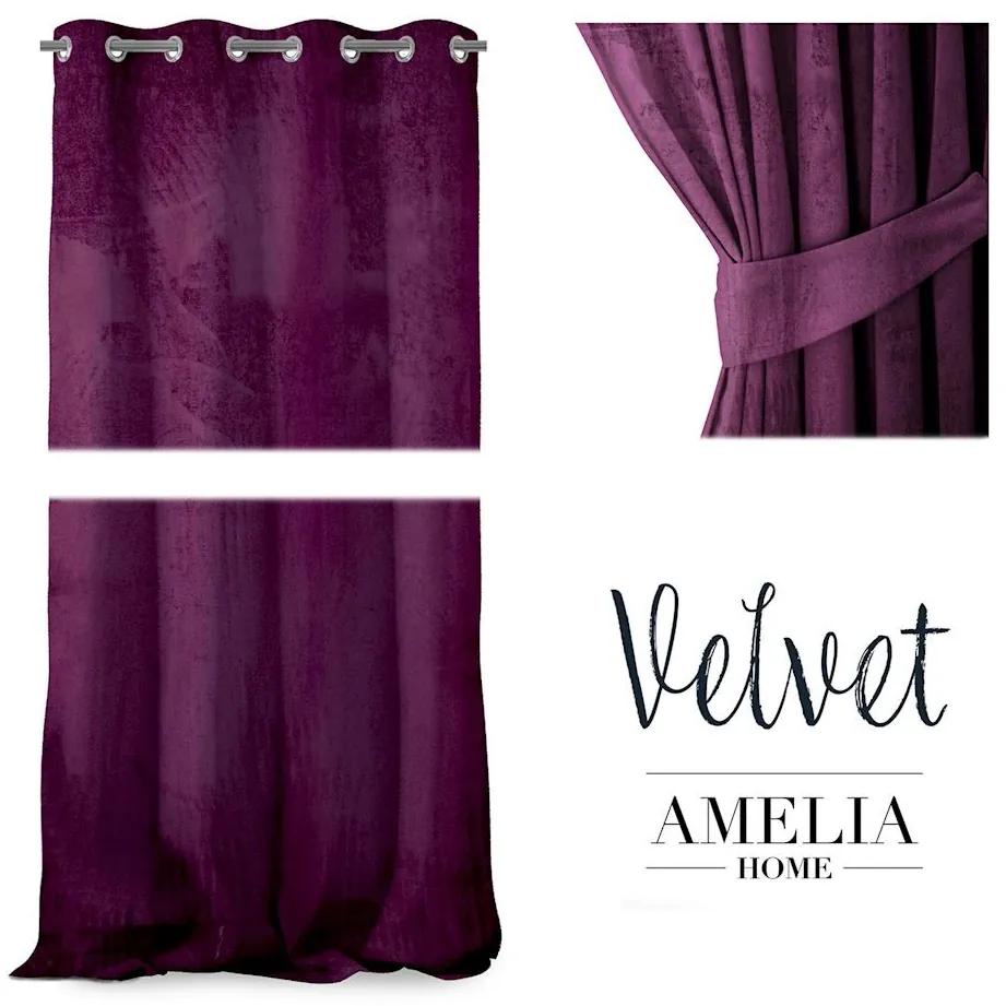 Závěs AmeliaHome Velvet 140x270 cm švestkový