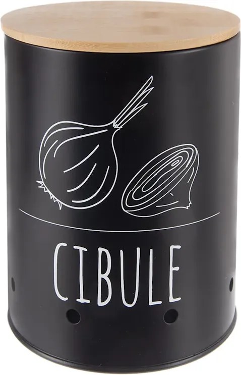 Orion Dóza na cibuli, plech/bambus pr. 13 cm, BLACK CZ