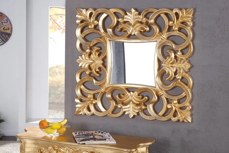 Nástěnné zrcadlo Venice zlaté - vintage 75cm