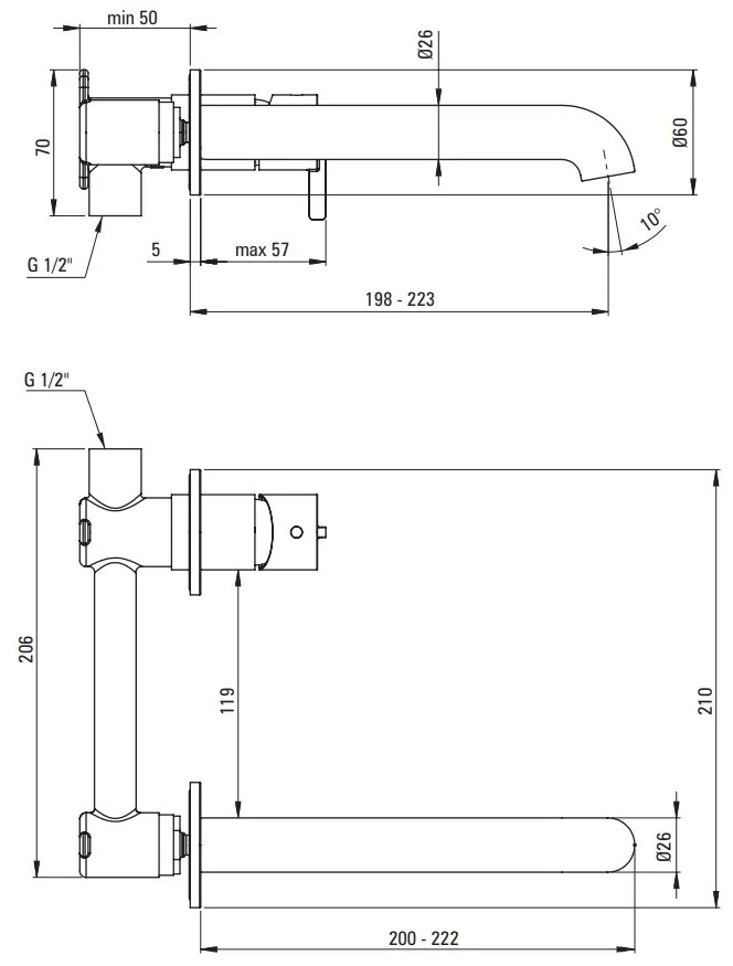Deante Silia, umyvadlová baterie pod omítku, titanová, DEA-BQS_D54L