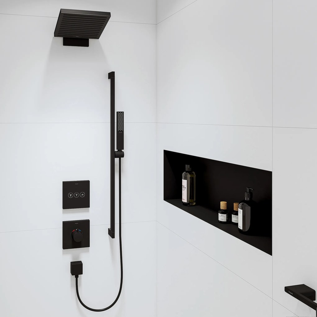 Hansgrohe Pulsify E, hlavová sprcha 260 2jet EcoSmart s připojením na zeď, černá matná, HAN-24351670