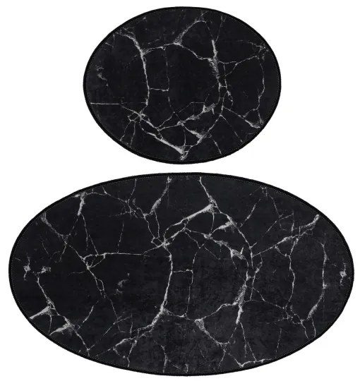 SADA 2x Koupelnová předložka MARBLE 50x60/60x100 cm černá