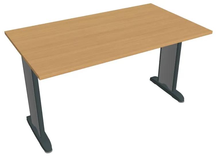 Stůl jednací rovný 140 cm - Hobis Flex FJ 1400 Dekor stolové desky: buk, Barva nohou: černá
