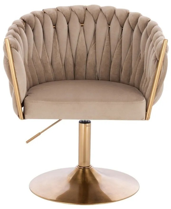 LuxuryForm DESIGN Otočná židle NORDEN VELUR na zlatém talíři - latte