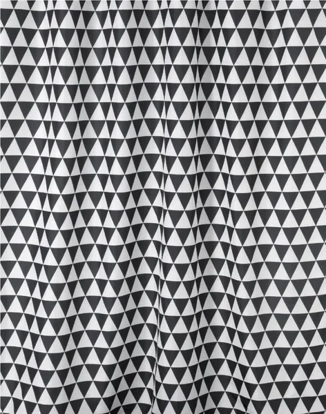 BISK Erga Plain, sprchový závěs s háčky (12ks) 200x180 cm, bílá-černá, ERG-06880