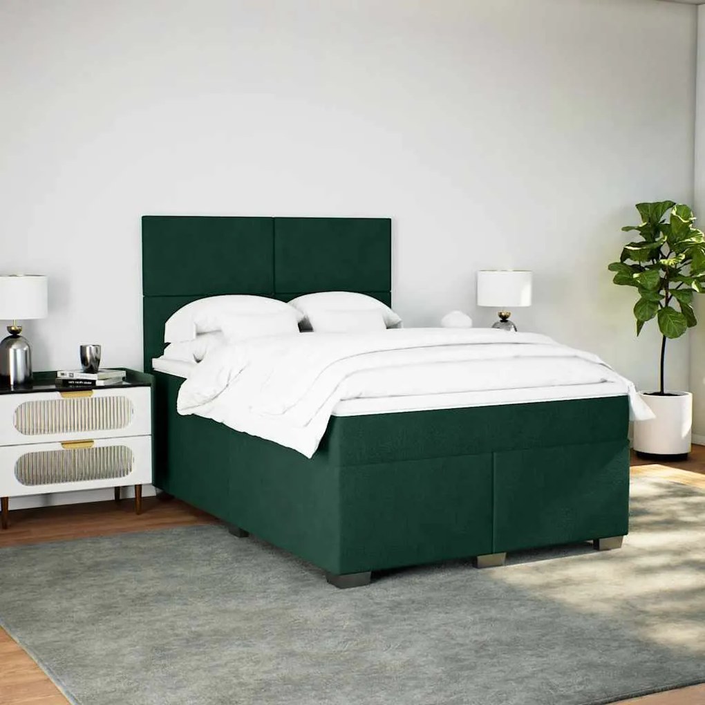Box spring postel s matrací tmavě zelená 160x200 cm samet 3290951